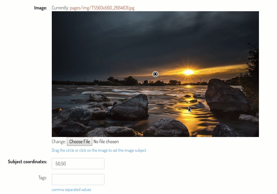 Specify the image subject in django admin